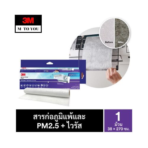 3M 9809 แผ่นดักจับสิ่งแปลกปลอมในอากาศ เอซี ฟิลเตอร์ รุ่นดักจับแบคทีเรีย สีขาว ชนิดม้วนและชนิด ...