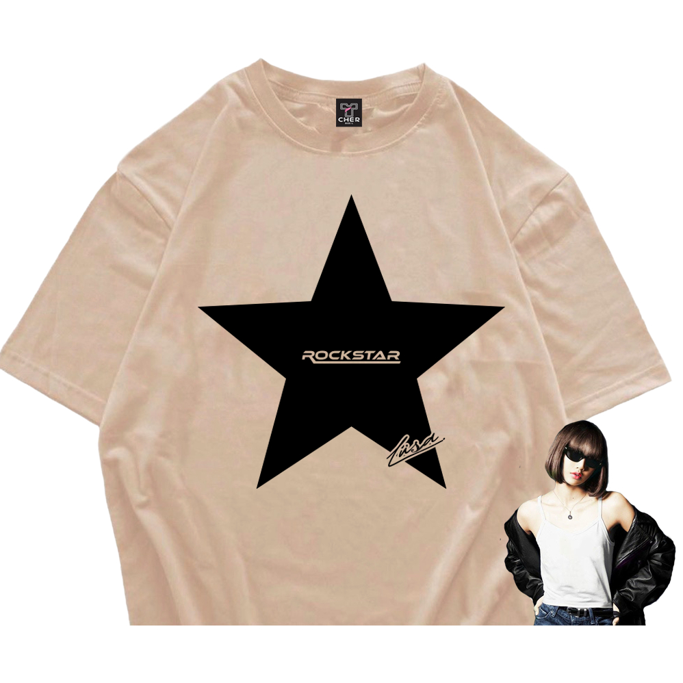 Rockstar-Lisa T-shirt เสื้อยืดลาย lockstar ผ้าฝ้ายcotton 100% ใส่ได้ ...