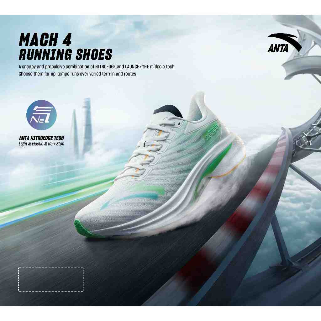 ANTA Mach 4 Men Running Shoes Nitroedge รองเท้าสำหรับคนเท้าแบน Shoes ...