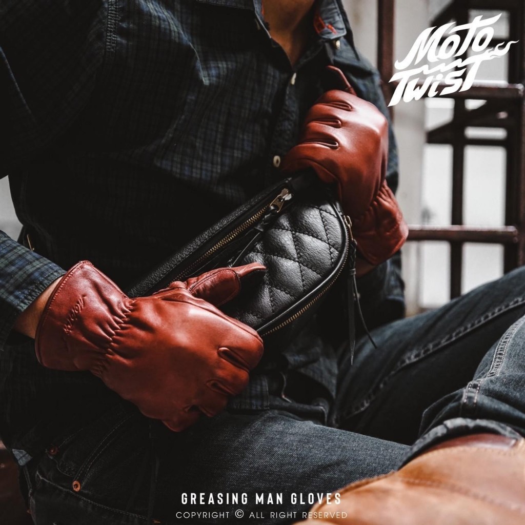 ถุงมือหนังแท้ แนววินเทจ Greasing man gloves สำหรับใส่ขับขี่รถมอเตอร์ ...