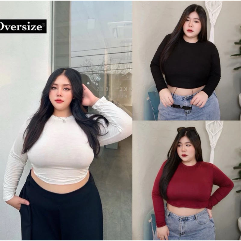 /TB/ เสื้อครอปสาวอวบ แขนยาว ใส่สบาย #เสื้อผ้าไซส์ใหญ่ สาว อ้วน พลัสไซส์ plussize | Shopee Thailand
