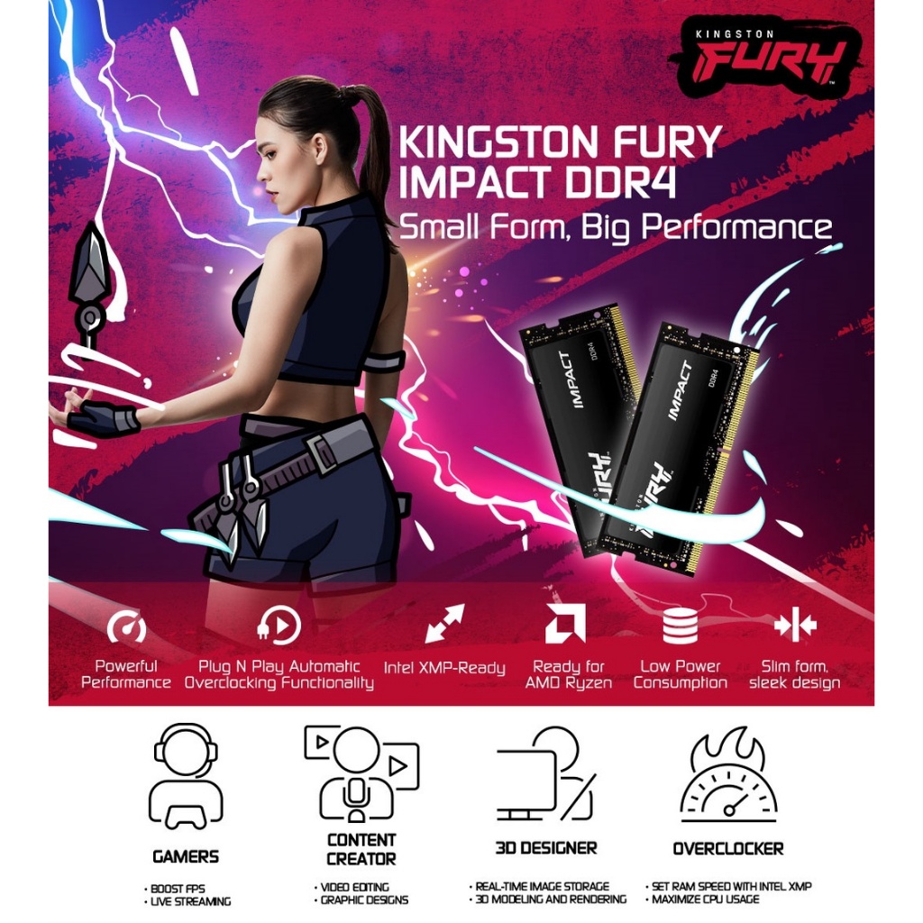 Kingston Hyperx Impact DDR4 RAM Laptop 4GB 8GB 16GB 2133Mhz 2400Mhz 2666Mhz 3200Mhz SOIDMM ...