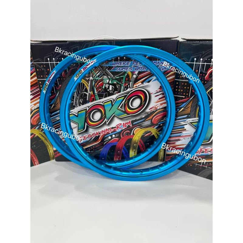 ล้อโยโกสีฟ้าแท้ YOKO professional rimโลโก้ใหม่ขนาด1.4ขอบ17ขอบเรียบ ราคา ...