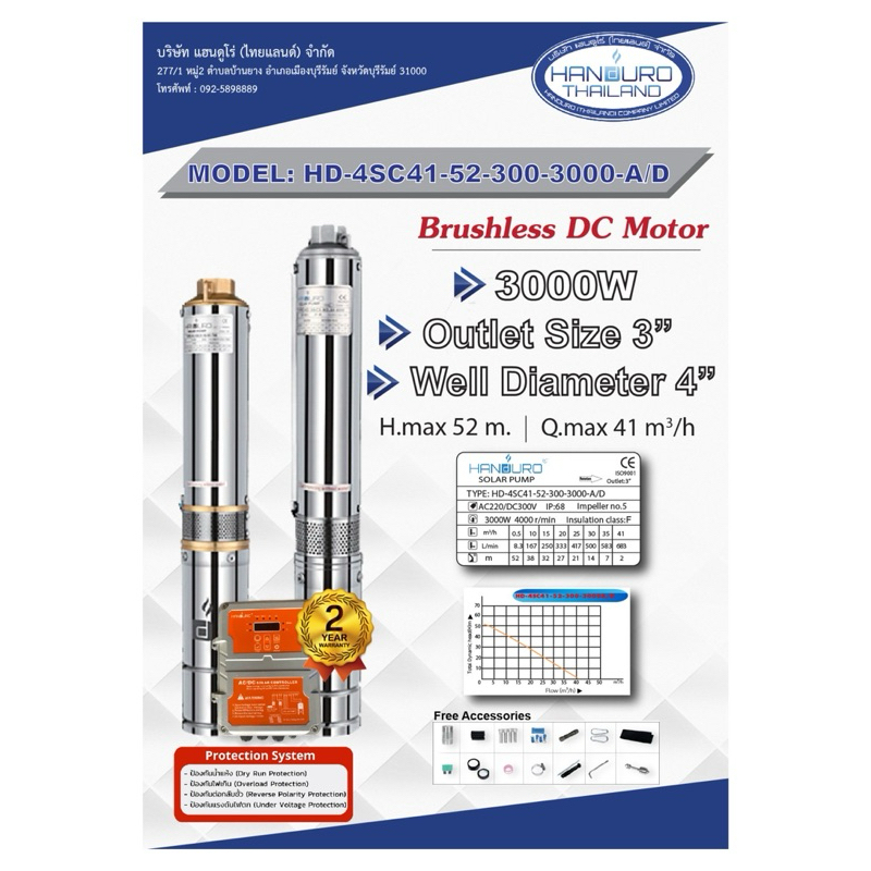 Handuro-Solar-pump3000W-A/Dปั๊มน้ำโซล่าเซล์พร้อมกล่องคุมปั๊ม | Shopee ...