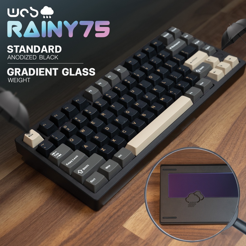 [ประกัน 1 ปี] คีย์บอร์ด Wobkey Rainy 75 Aluminium 75% เคสอลูมิเนียม 2 ...