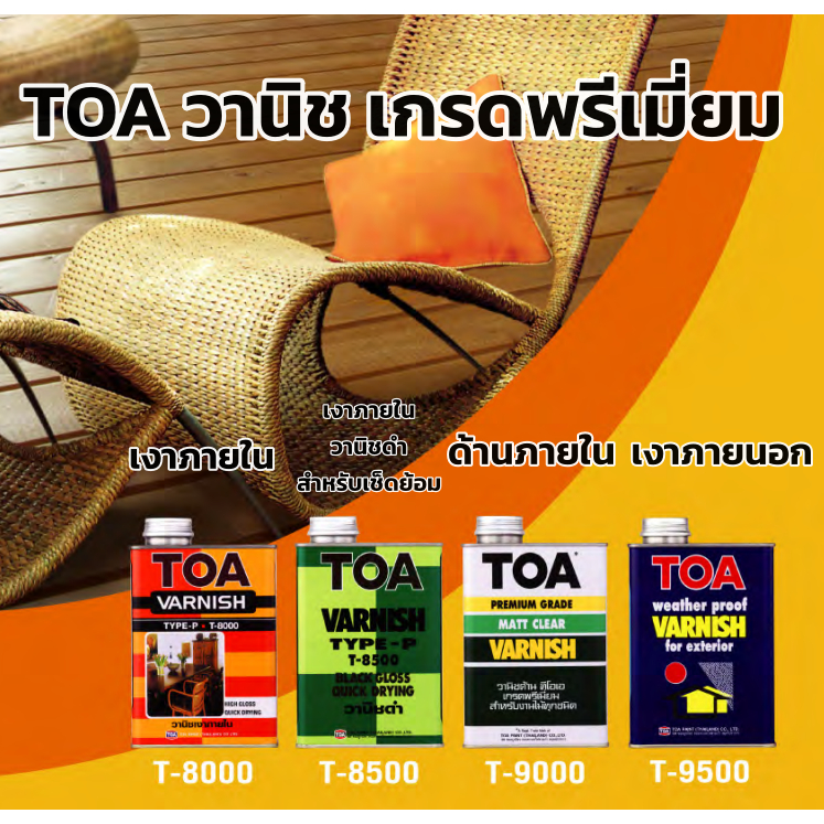 น้ำยาเคลือบไม้ vanish วานิช ภายใน/ภายนอก วานิชดำ เกรดพรีเมี่ยม T-9500 T-8000 T-8500 (ขนาด 0.946 ...