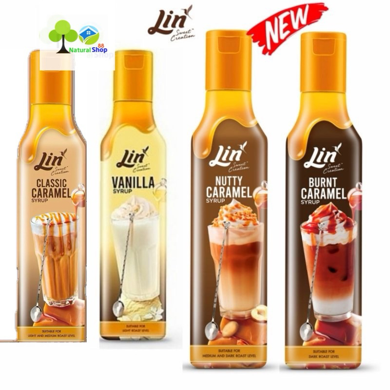 Lin syrup น้ำเชื่อมเข้มข้น ลิน 300 มล. วานิลลา/คาราเมล ️เพิ่มคาราเมล 2 ...