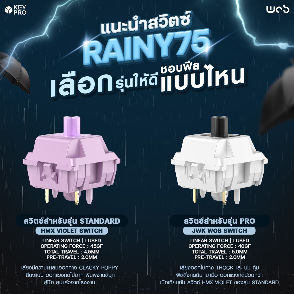 [ประกัน 1 ปี] คีย์บอร์ด Wobkey Rainy 75 Aluminium 75% เคสอลูมิเนียม 2 ...