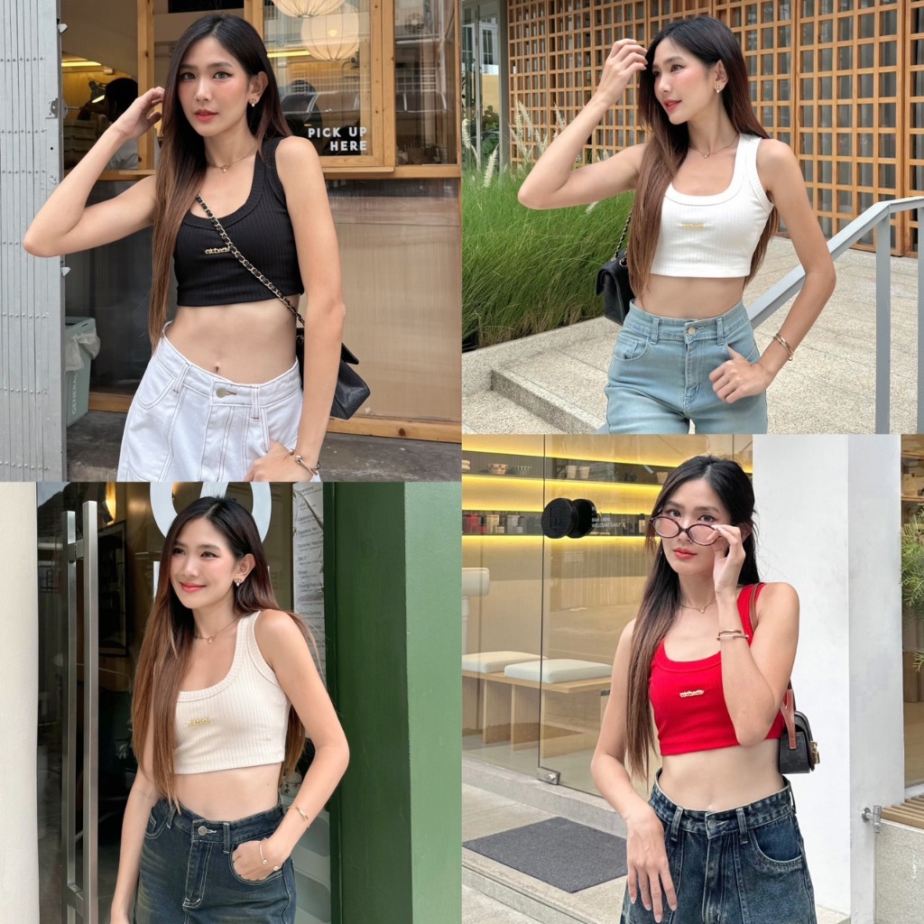 NICHARISSHOP - เสื้อกล้ามครอปจับจีบข้างเดียว รุ่น Mine Tank Top | Shopee Thailand