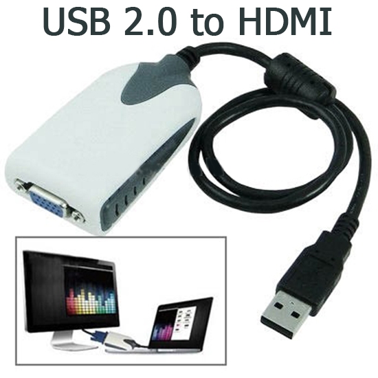USB 2.0 VGA Display Adapter สีดำ/ขาว มีแผ่น CD Driver ลง UP Win8 ...