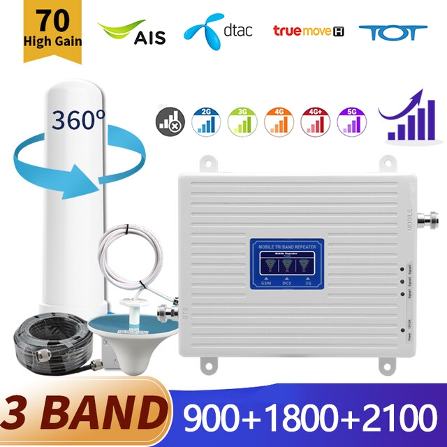 2G 3G 4G Tri Band Booster Booster GSM 900 1800 2100 LTE Cellular Repeater โทรศัพท์มือถือ AIS AIS ...