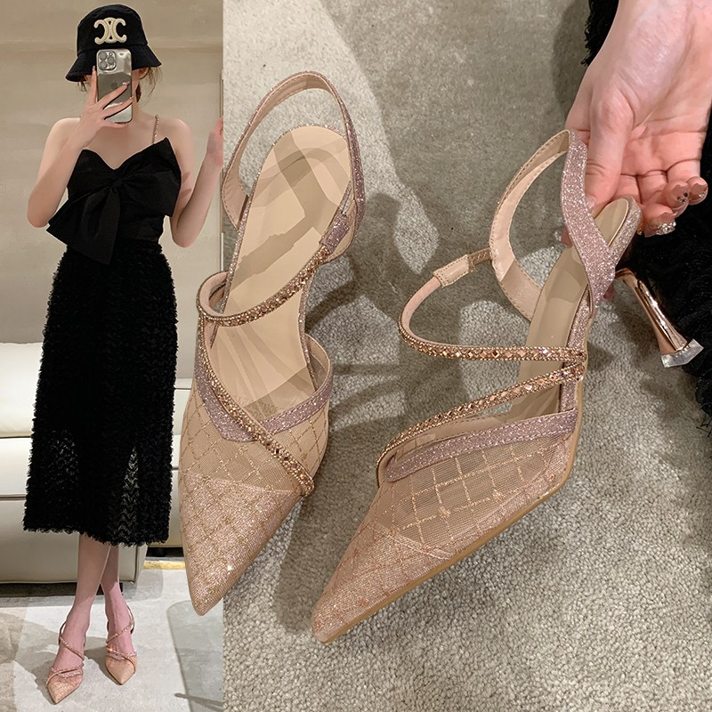 JSY - 7 ซม.รองเท้าส้นสูง แฟชั่นผู้หญิงหน้าร้อนหัวแหลม JY2973 | Shopee ...