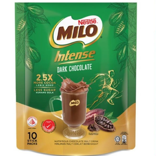 Nestle Milo Dark Chocolate Intense less sugar ผงชงไมโล มี 10 ซองต่อแพ็ค ...