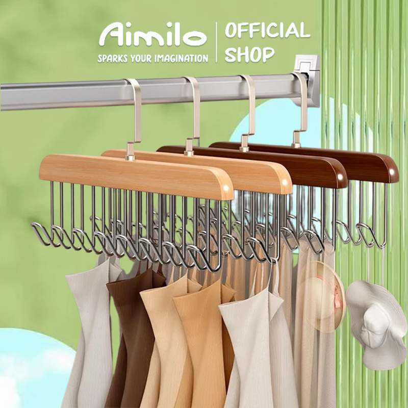 Aimilo shop ไม้แขวนเสื้อ 8 ตะขอจัดระเบียบ กันลื่น ประหยัดพื้นที่ ตู้ ...