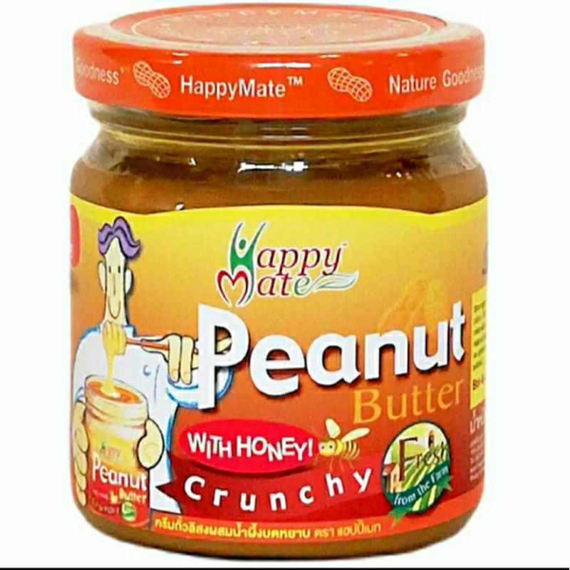 แฮปปี้เมท เนยถั่วบดหยาบผสมน้ำผึ้ง Happy Mate Crunchy Peanut Butter With ...