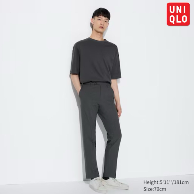 uniqlo กางเกงทำงานผู้ชาย รุ่น miracle air pants สี Dark gray งานใหม่กร ...