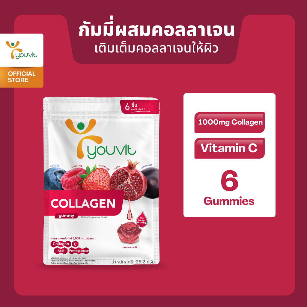 Youvit Collagen Gummy 3 Day (ผลิตภัณฑ์เสริมอาหารยูวิทผสมคอลลาเจนสำหรับ ...