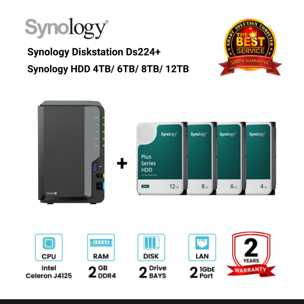 [NEW] Synology DiskStation DS224+ 2-Bay NAS + Synology HDD 4TB/6TB/8TB ...