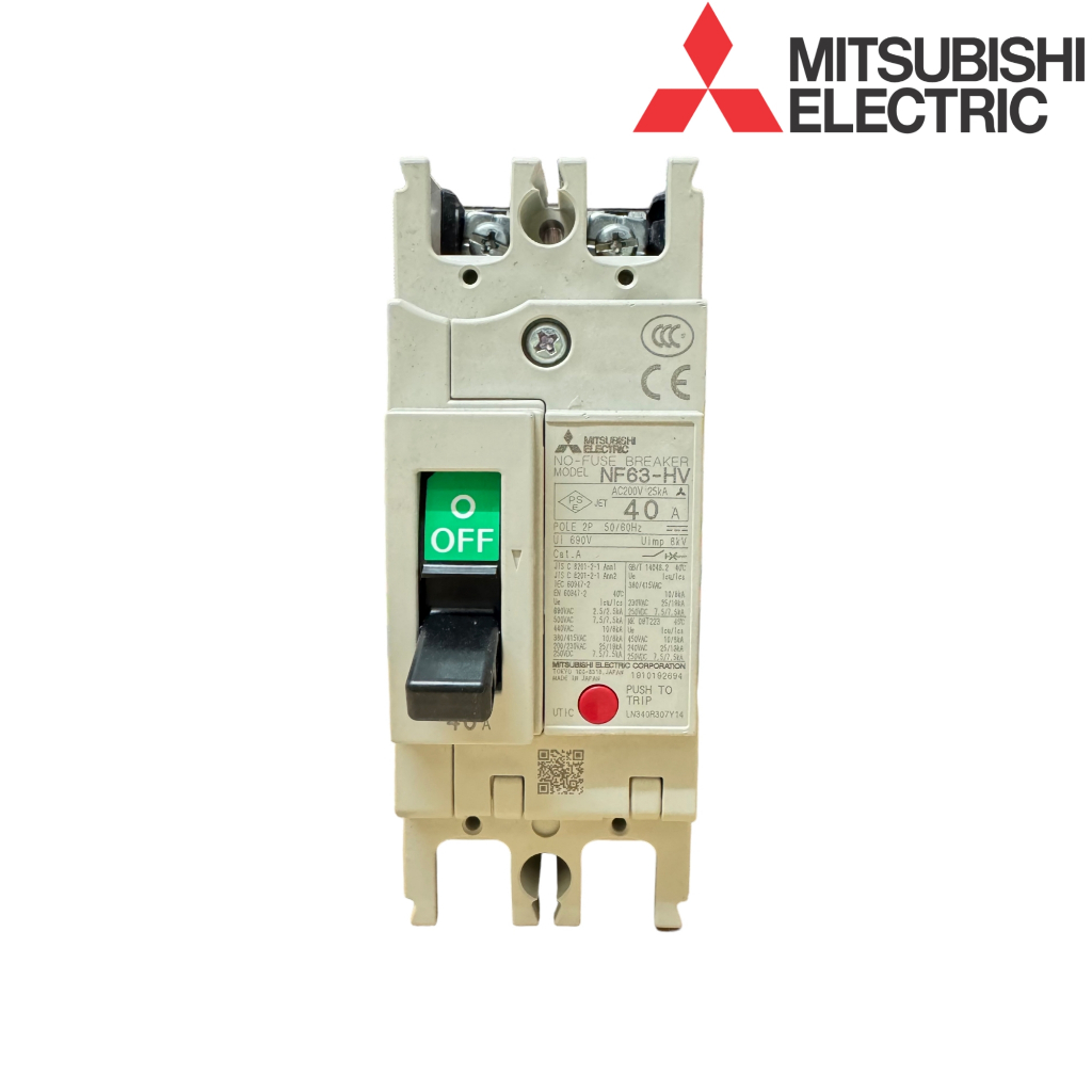 เบรกเกอร์ Mitsubishi NF63-HV 2P 40A 50A 63A มิตซูบิชิ NF63 HV | Shopee ...