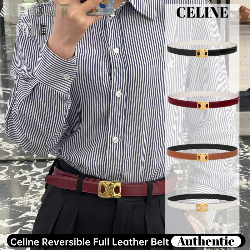 2024-Celine Reversible Full Leather Belt เข็มขัดผู้หญิง | Shopee Thailand