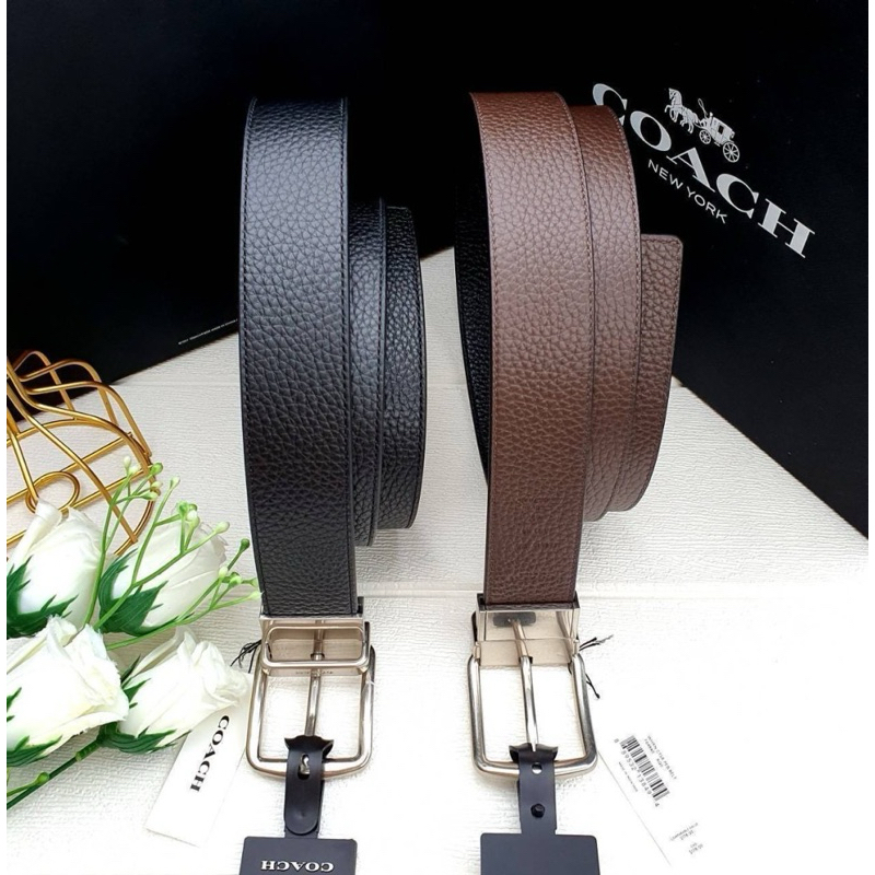 เข็มขัดผู้ชาย หนังแท้เส้นใหญ่ ใช้ได้ 2 ด้าน Coach Men's F64840 CQ023 ...