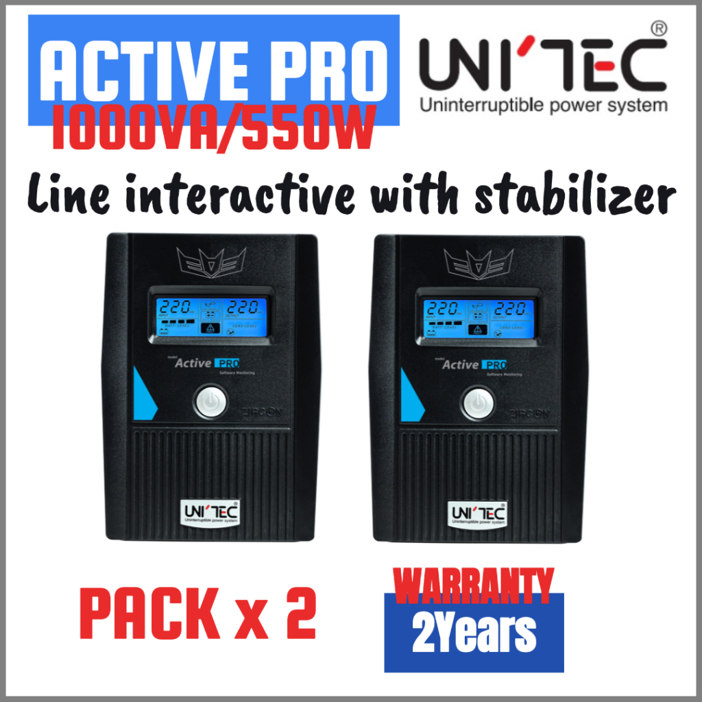 Pack2 ราคานี้ได้ 2 เครื่อง Unitec UPS Active Pro 1000VA/550W 2 years ...