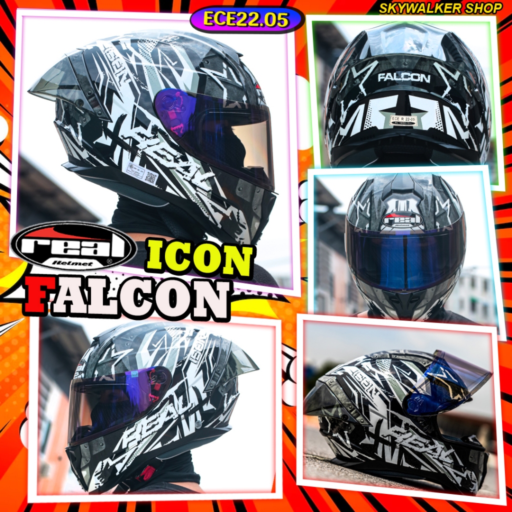 หมวกกันน็อค REAL FALCON ICON ลายใหม่ล่าสุด 2023 | Shopee Thailand