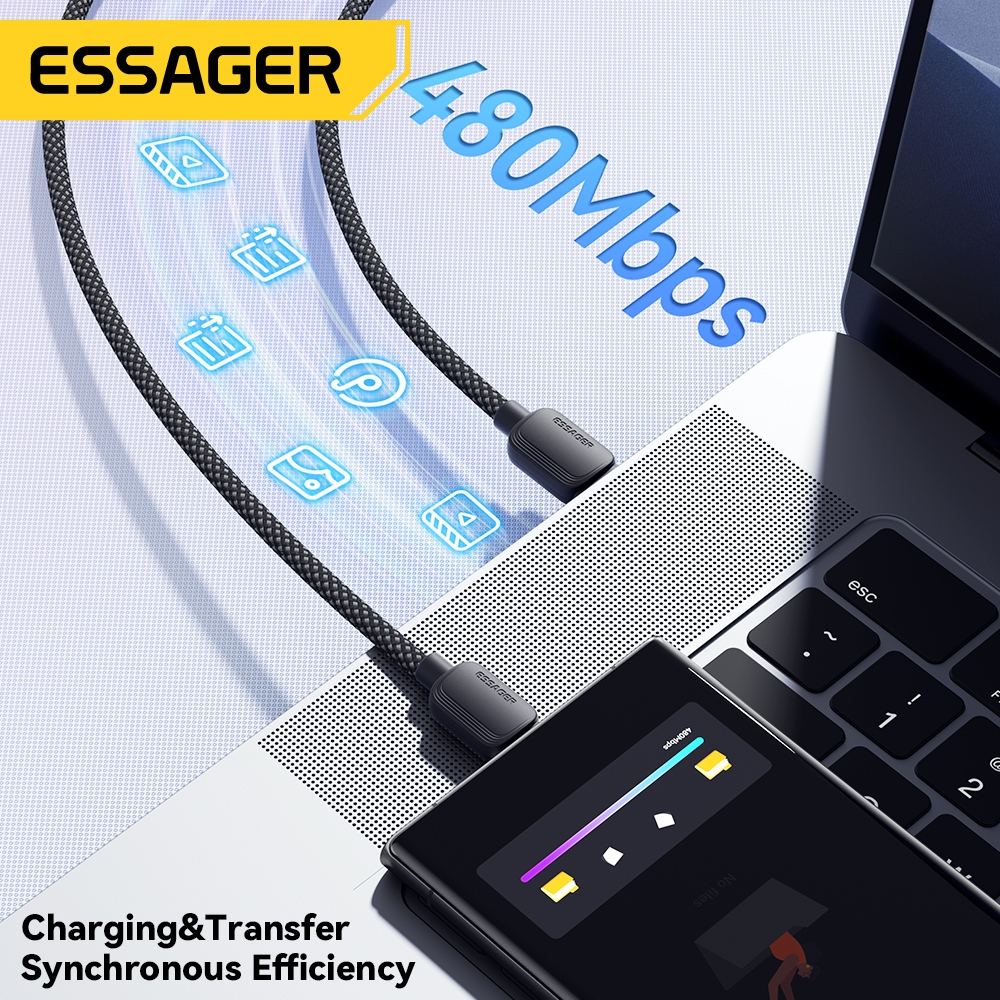 Essager PD 100W ชาร์จเร็วสุด Type-C เป็นType-C มีชิป E-Marker ในตัว ชาร์จเร็วไม่เสียหายมือถือ ...
