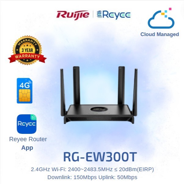 Ruijie RG-EW300T เร้าเตอร์ ใส่ซิม 4G Router Wifi รองรับ 4G ทุกเครือข่าย ...