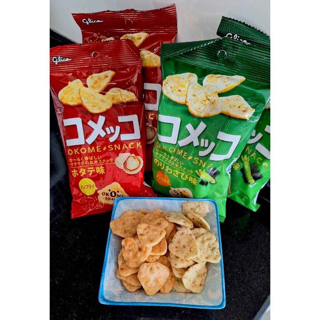 Glico Komekko Okome Snack กูลิโกะ ข้าวเกรียบอบกรอบ มีให้เลือก 2 รส คือ ...