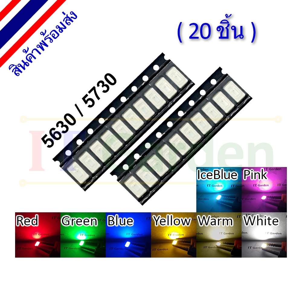 LED SMD 5630 / 5730 Red,Blue,Green,Yellow,Warm,White,Ice Blue,Pink 60mA ...