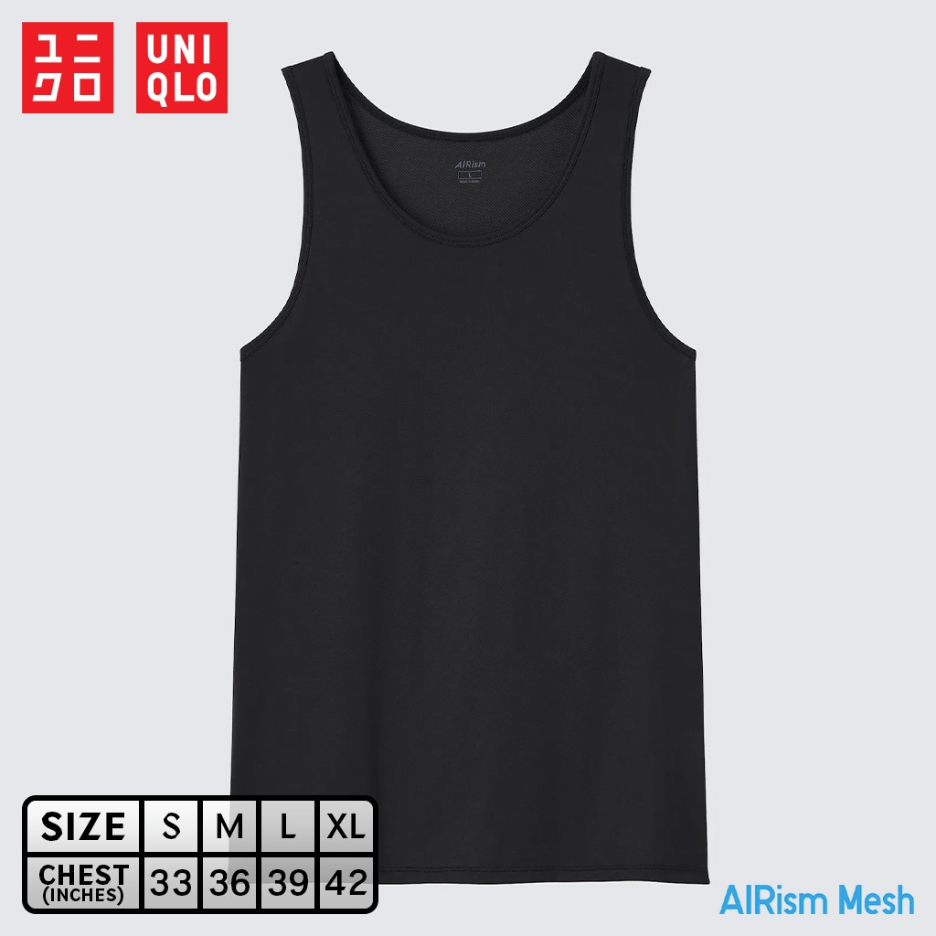 เสื้อกล้ามชาย Uniqlo AIRism Mesh - 09 Black | Shopee Thailand