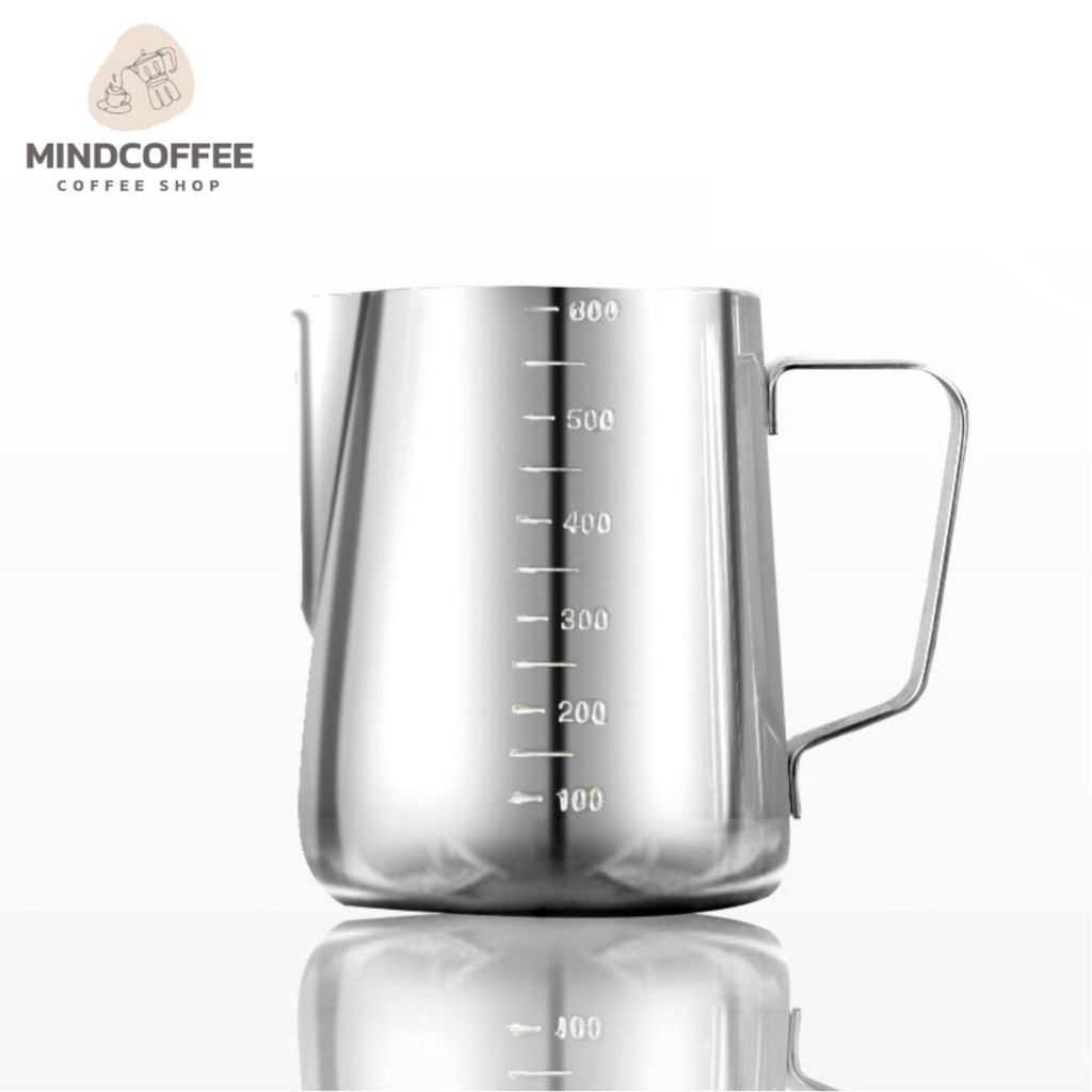 เหยือกตีฟองนม เหยือกสแตนเลส สำหรับชงกาแฟ ถ้วยตีฟองนม สแตนเลส 350ml/600ml ถ้วยตวงนม MindCoffee ...