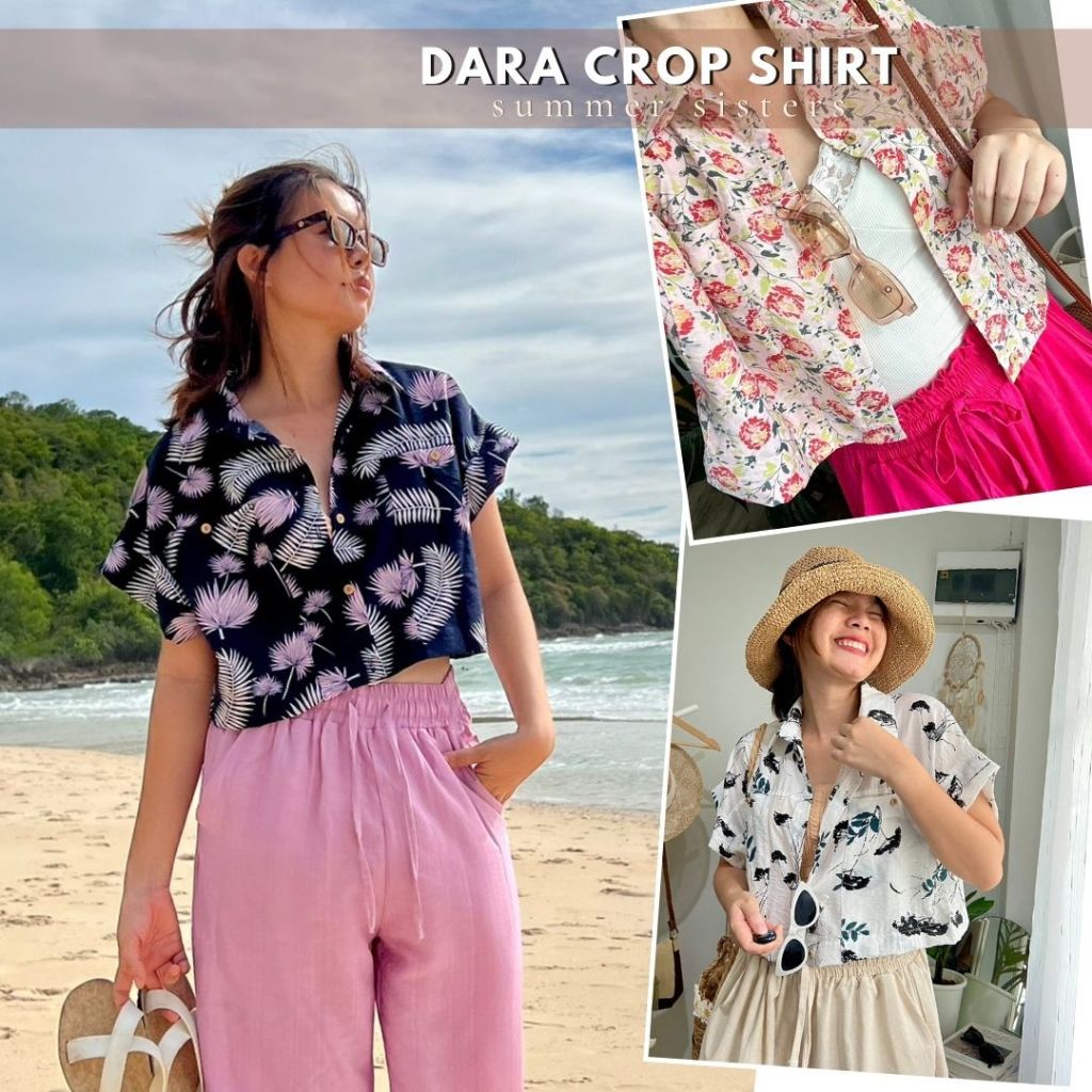 Dara crop shirt - เสื้อครอปเชิ้ต สุดคิ้วท์ มีกระเป๋าด้านหน้า ผ้าคอตตอน ...