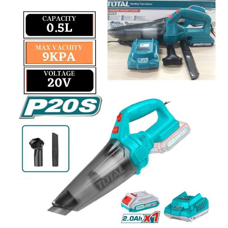 TOTAL เครื่องดูดฝุ่น ไร้สาย 20 โวลท์ TVLI201261 TVLI20126 แบต1ก้อน+แท่น ...