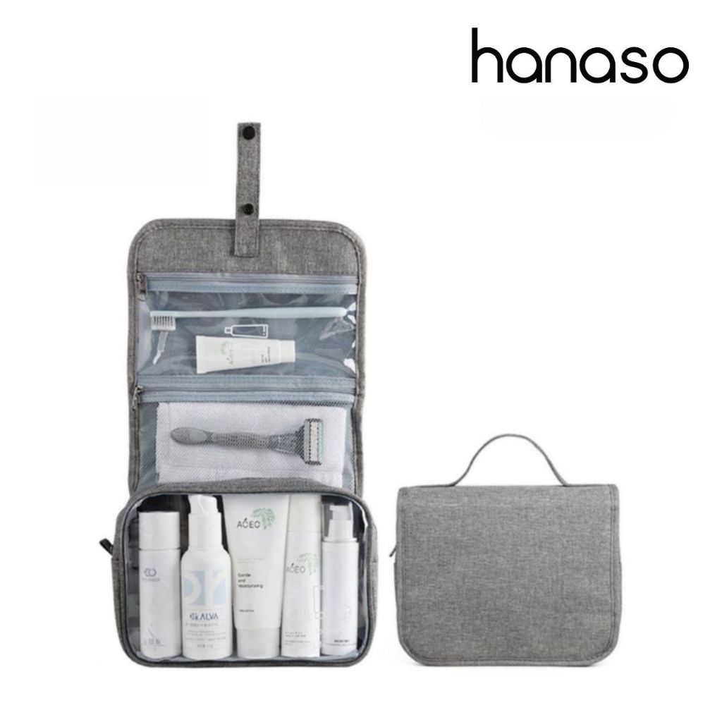 Hanaso กระเป๋าใส่อุปกรณ์อาบน้ำ กระเป๋าใส่เครื่องสําอางค์ แขวนได้ สำหรับพกพา กันน้ำ Toiletry bag ...