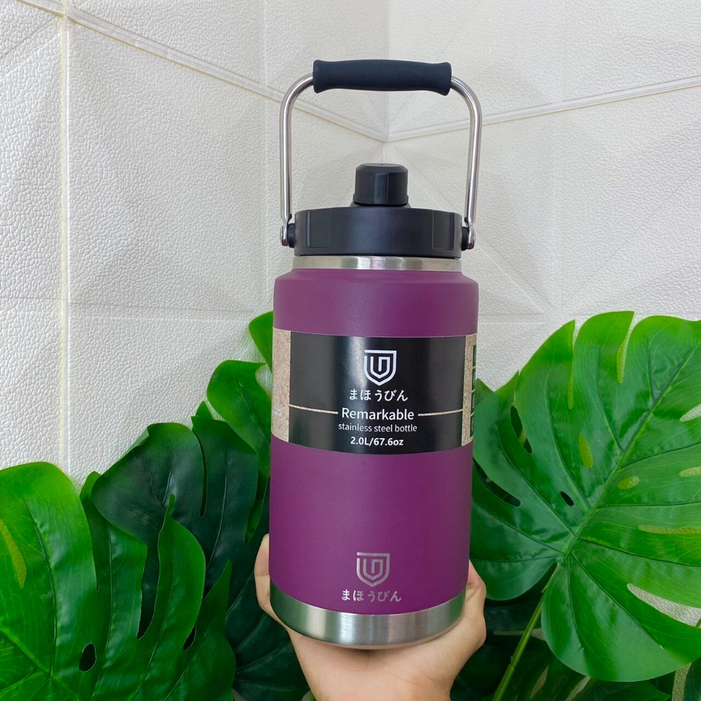MAHOBIN กระติกเก็บความเย็น ถังแสตนเลส สแตนเลส316 2000ML แท้โรงงาน มีหูหิ้ว มีประกัน เก็บเย็น12 ...