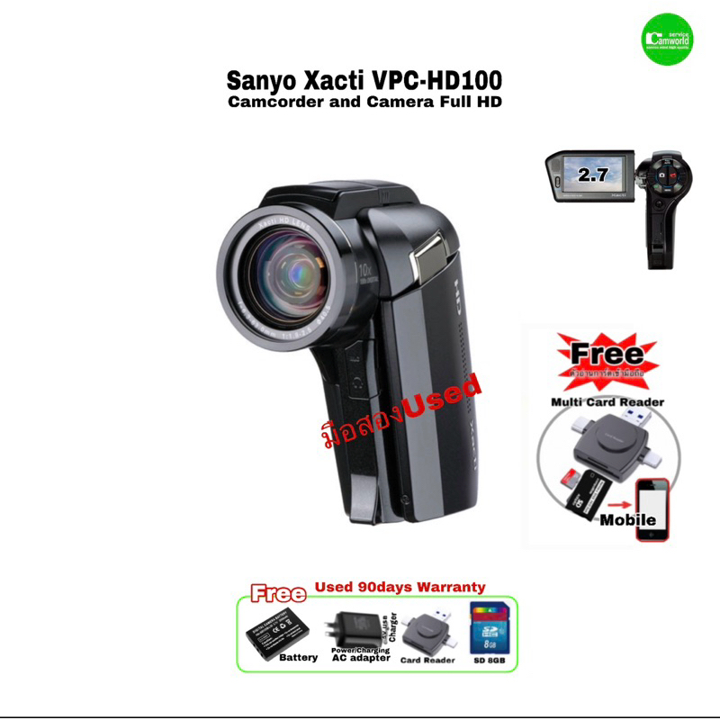 Sanyo Xacti VPC-HD1000 Full HD 60fps Camcorder Camera 4MP 10X Zoom Lens ...