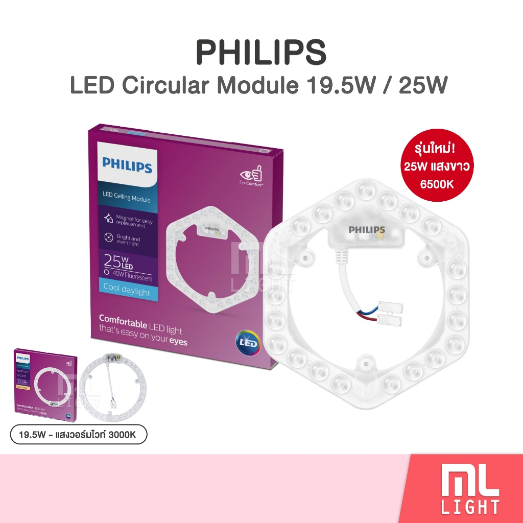 Philips LED Ceiling Module Circle 19.5W (แสงวอร์ม) 20W/25W (แสงขาว) แผง ...