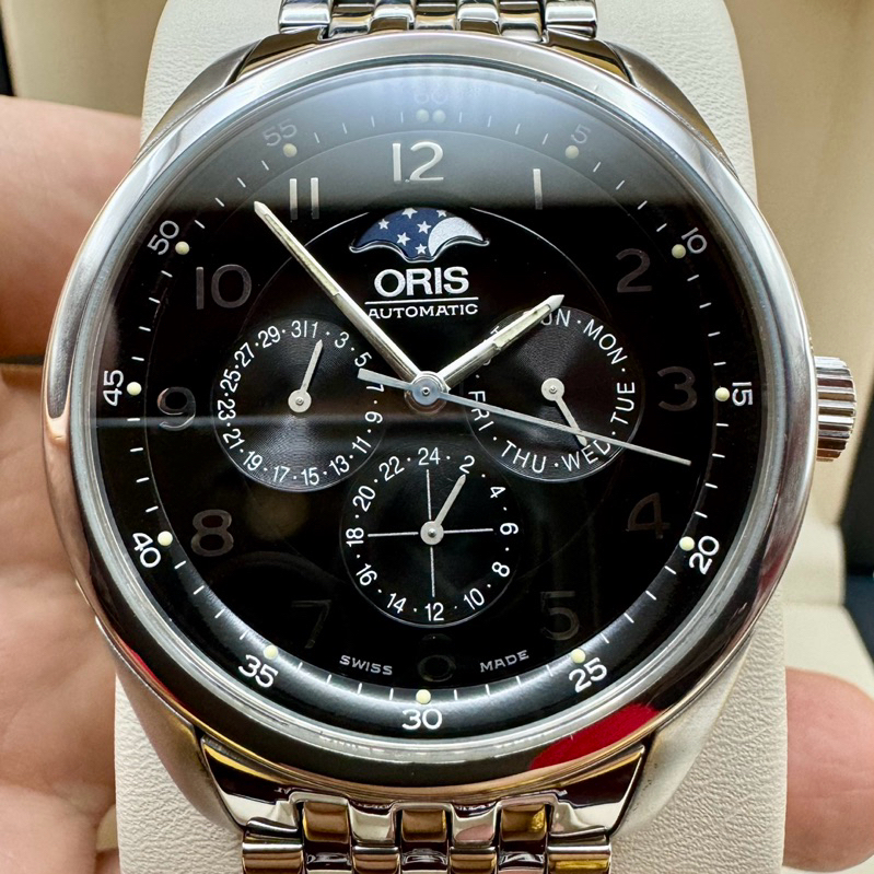 Oris 7516 Artelier Moonphase Steel Auto Black Dial 40mm Men's Watch ...