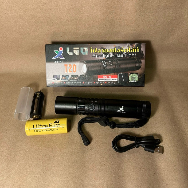 ไฟฉายเดินป่า เเคมปิ้ง ให้เเสงสว่างสูง หลอด T20 กำลัง 90000W/80000Lumens รุ่น JX-2026 | Shopee ...