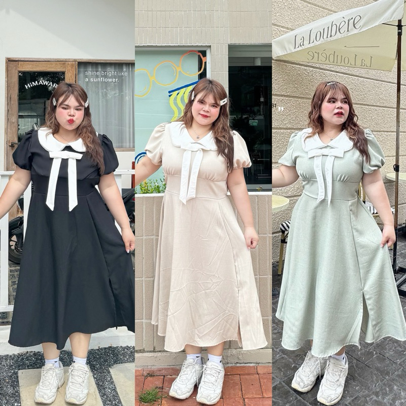 ชุดเดรสสาวอวบ เดรสสาวอวบ อก38-52นิ้ว plussize เดรสออกงานสาวอวบ | Shopee Thailand