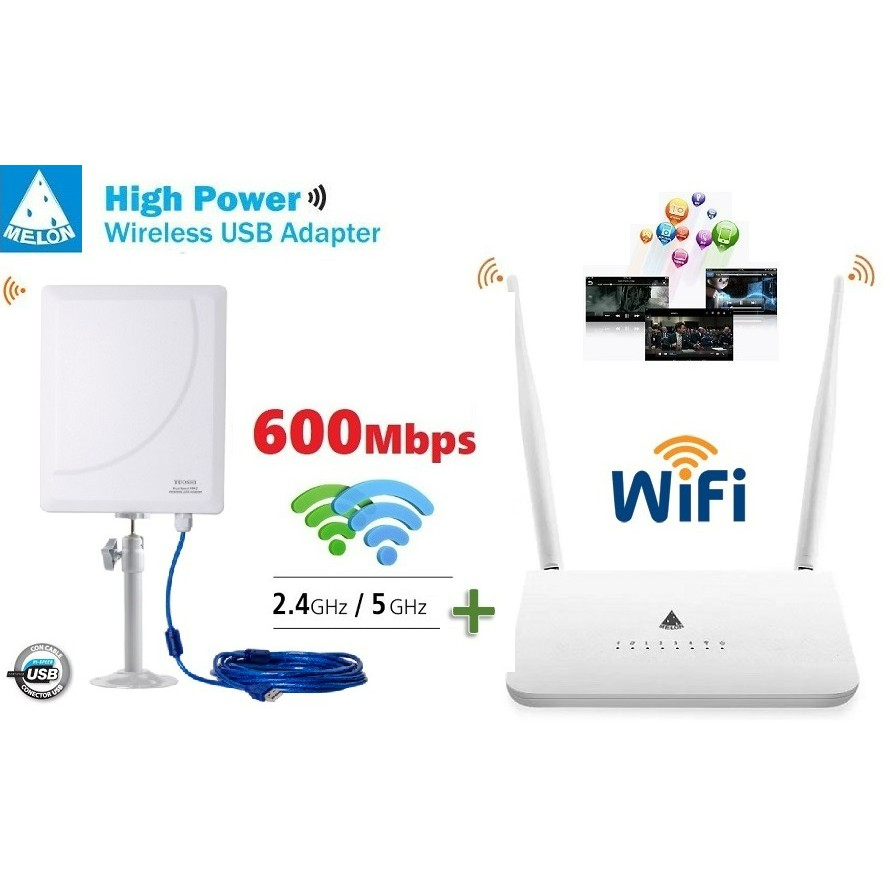 Router+USB Wifi 5G+2.4G ขยายสัญญาณ Wifi ระยะไกลๆ ปล่อย WiFi Hotspot ต่อ Melon N519D+R658 ...