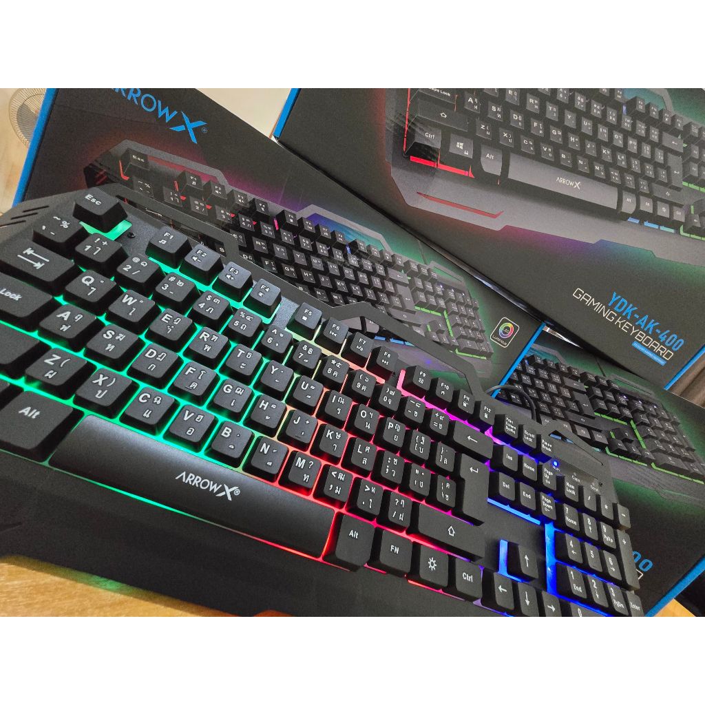 ARROWX AK-400 Luminescent Gaming Keyboard 104 Key แป้นภาษาไทย ปุ่มยาง ...