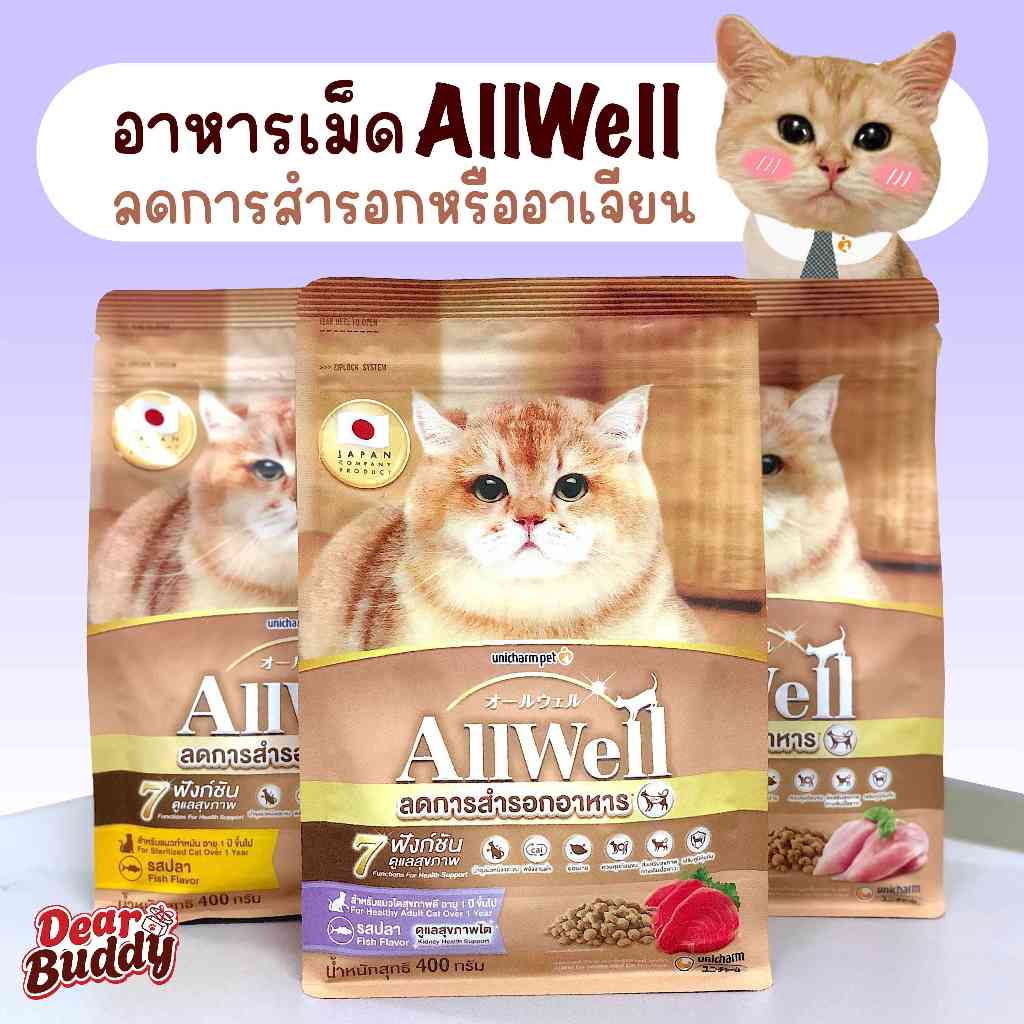 [ลดสำรอก!] ALLWELL อาหารแมวชนิดเม็ด 400 กรัม อาหารแมว | Shopee Thailand