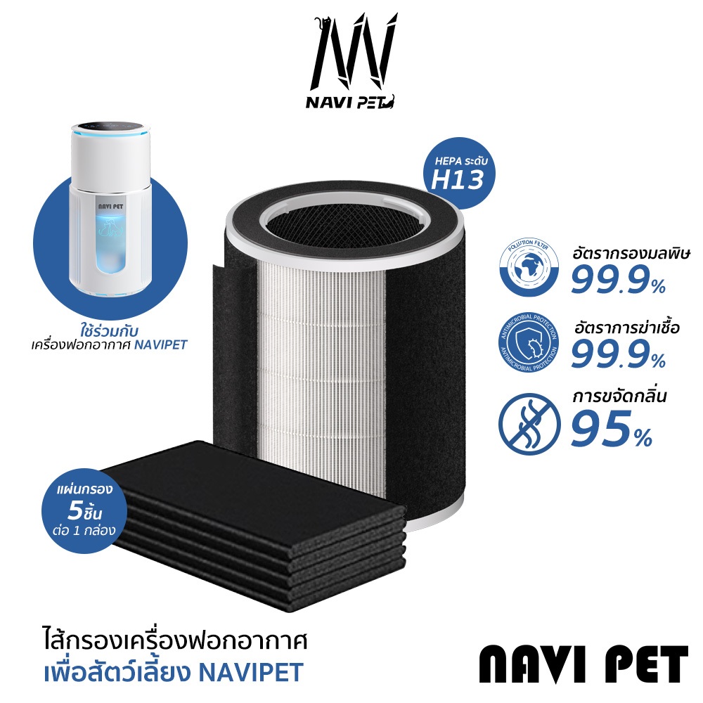 navipet ไส้กรองสำหรับเครื่องฟอกอากาศ Navipet Air Purifier เครื่องฟอก ...
