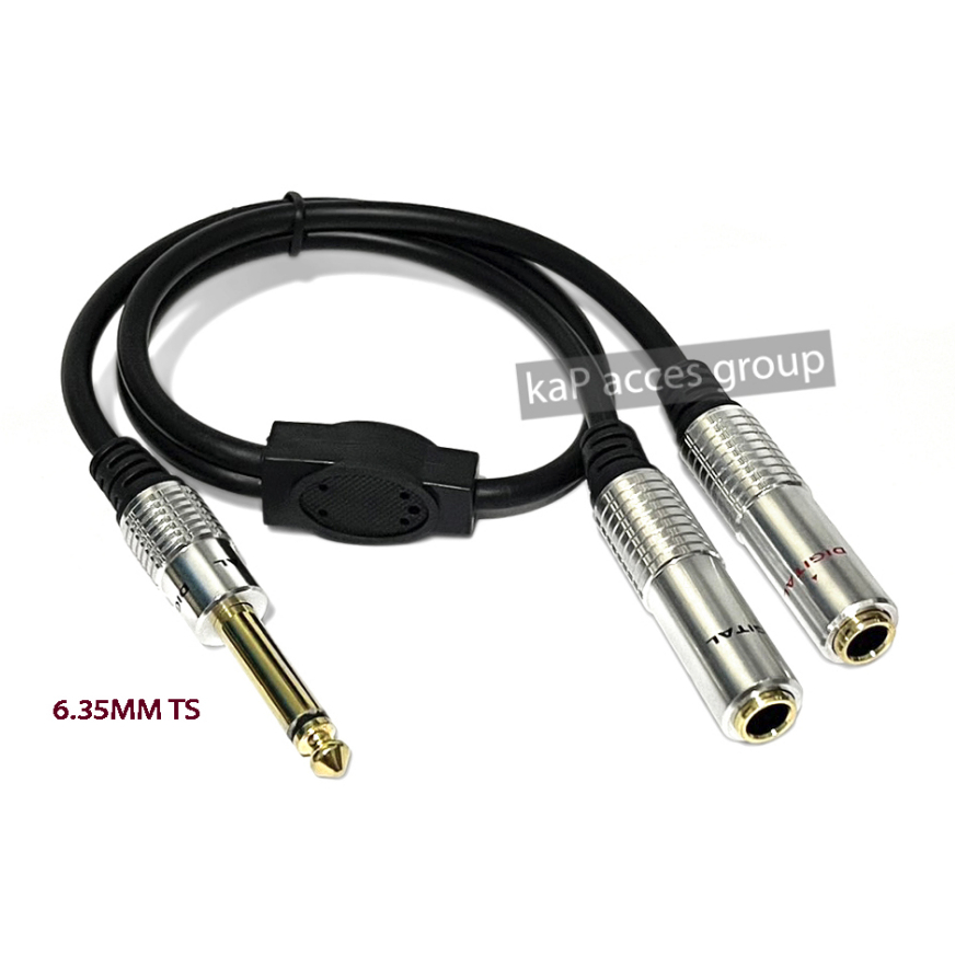 Audio Jack 6.35MM ( 1/4" ) Male Mono TS to 2 x 6.35MM Female Dual Core ...