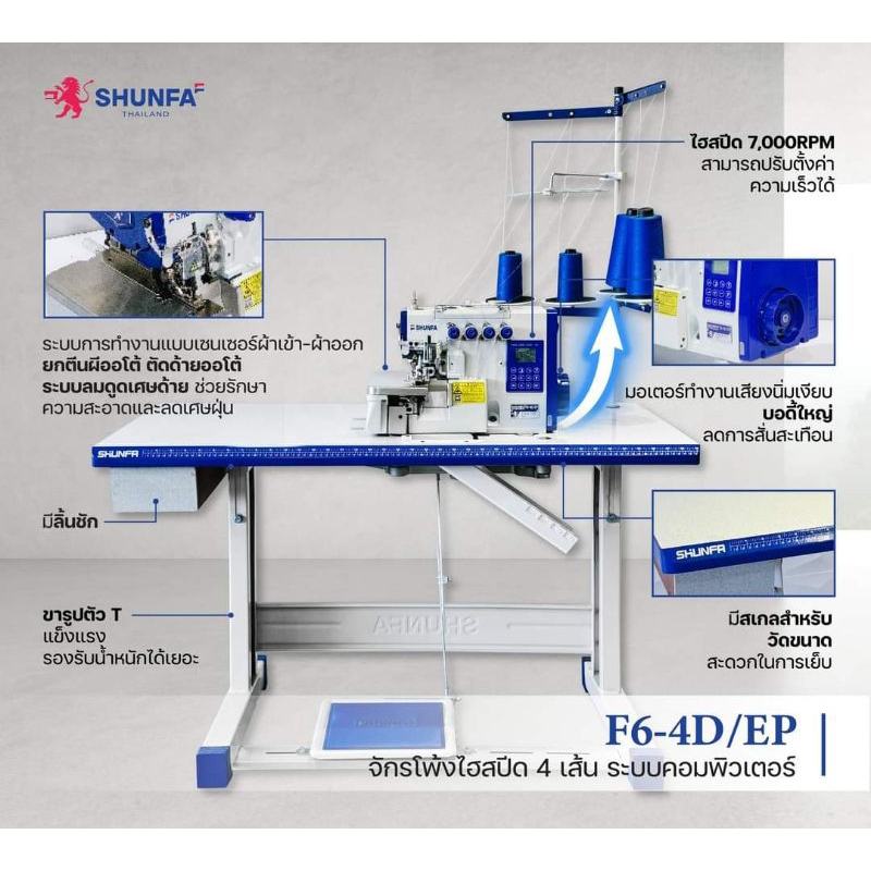 จักรโพ้งไฮสปีดระบบคอมพิวเตอร์ SHUNFA รุ่น F6-4D/EP | Shopee Thailand