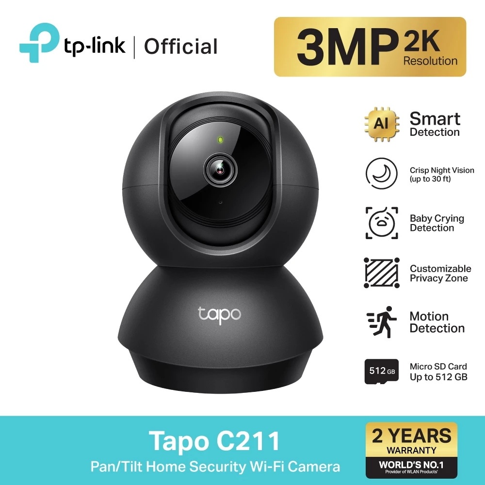 ⚡️กล้องวงจรปิดไร้สาย⚡️TP-LINK (Tapo C211) 3MP 2K Black Edition ความละเอียด 2K 3 MP Security Wi ...