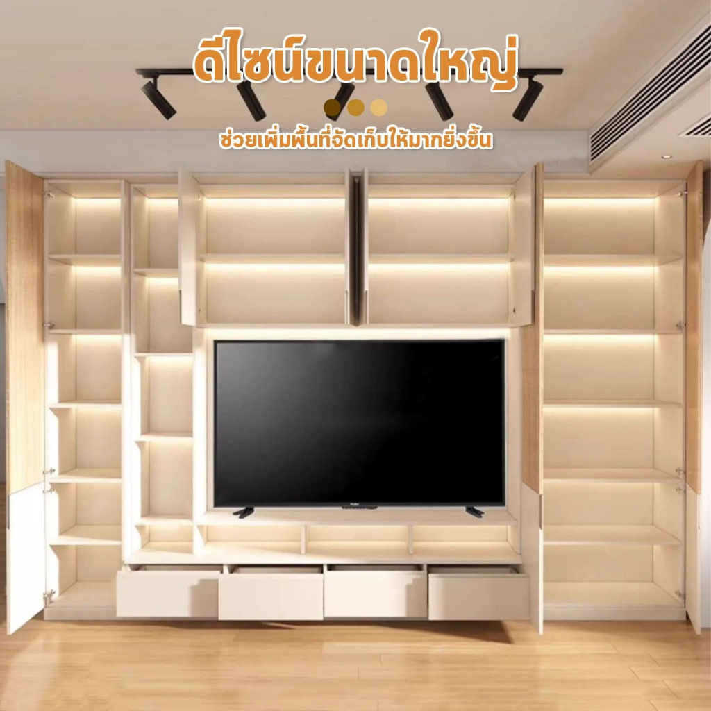 DUDEE ตู้บิ้วอิน ชุดชั้นวางทีวี รุ่น BI4 ชั้นวางของ เก็บของ มินิมอล สวย ...